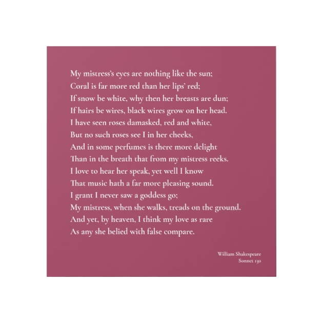 Sonnet 130 My Mistress Eyes Are Nothing Like Gallery Wrap Zazzle